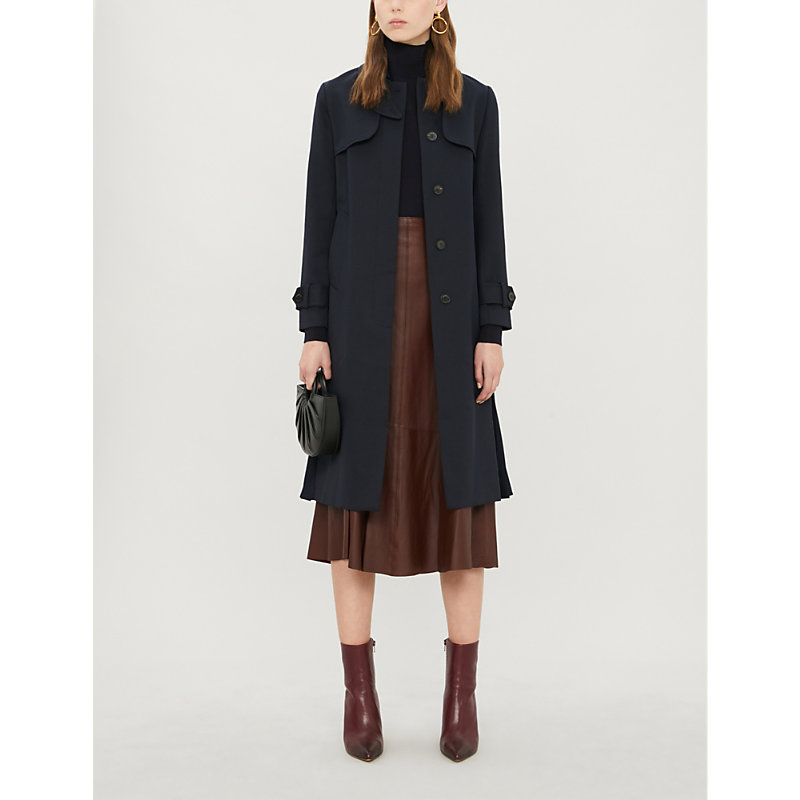 SANDRO Sandro Pleated-Panel Twill Trench Coat